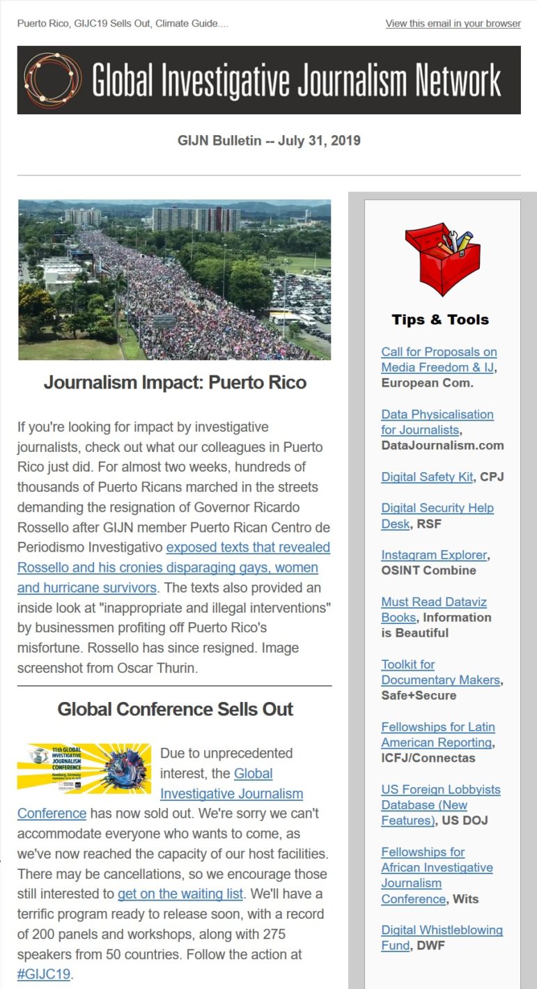 GIJN Newsletter – Global Investigative Journalism Network